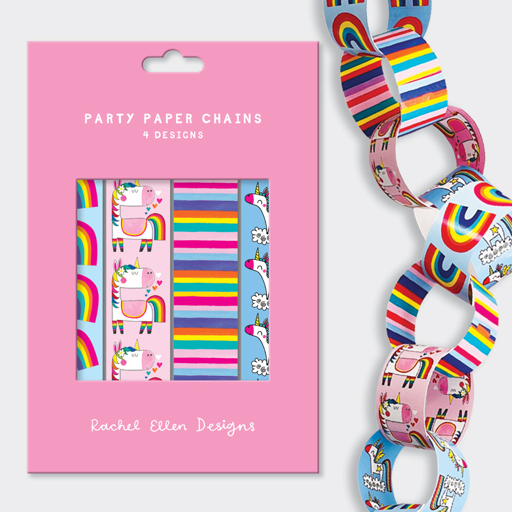 Party Paper Chain Kit- Unicorns and Rainbows – Rachel Ellen Designs