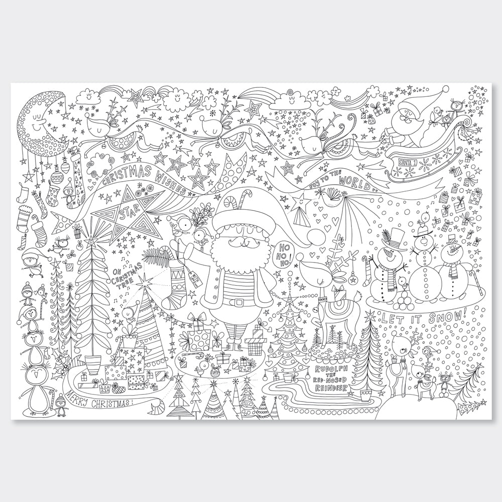Giant Colouring Poster - Christmas - Santa & Friends – Rachel Ellen Designs