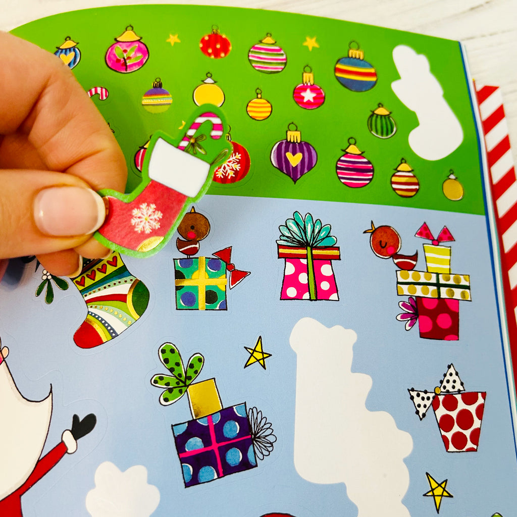Christmas Sticker Scene & Colouring Activity Book - Foiled Stickers ...